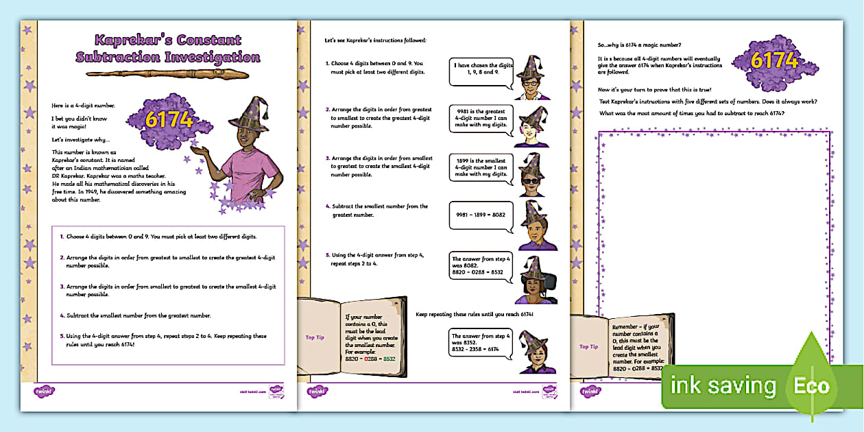 👉 KS2 Kaprekar's Constant Investigation Activity Sheets