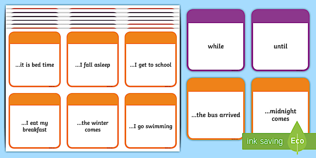 Editable KS2 Time Conjunctions Number 2 Card Game - Twinkl