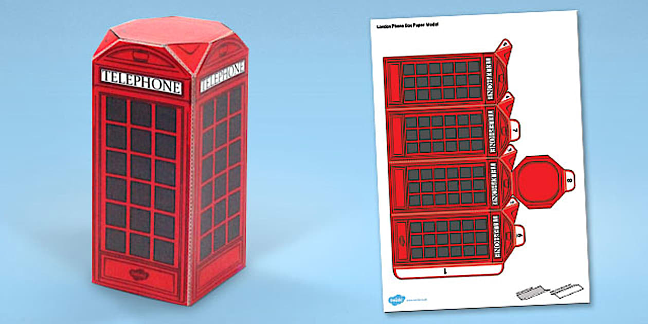 London Phone Box Paper Model (Teacher-Made) - Twinkl