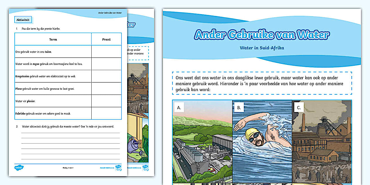 Ander Gebruike van Water - Aktiwiteit (teacher made)