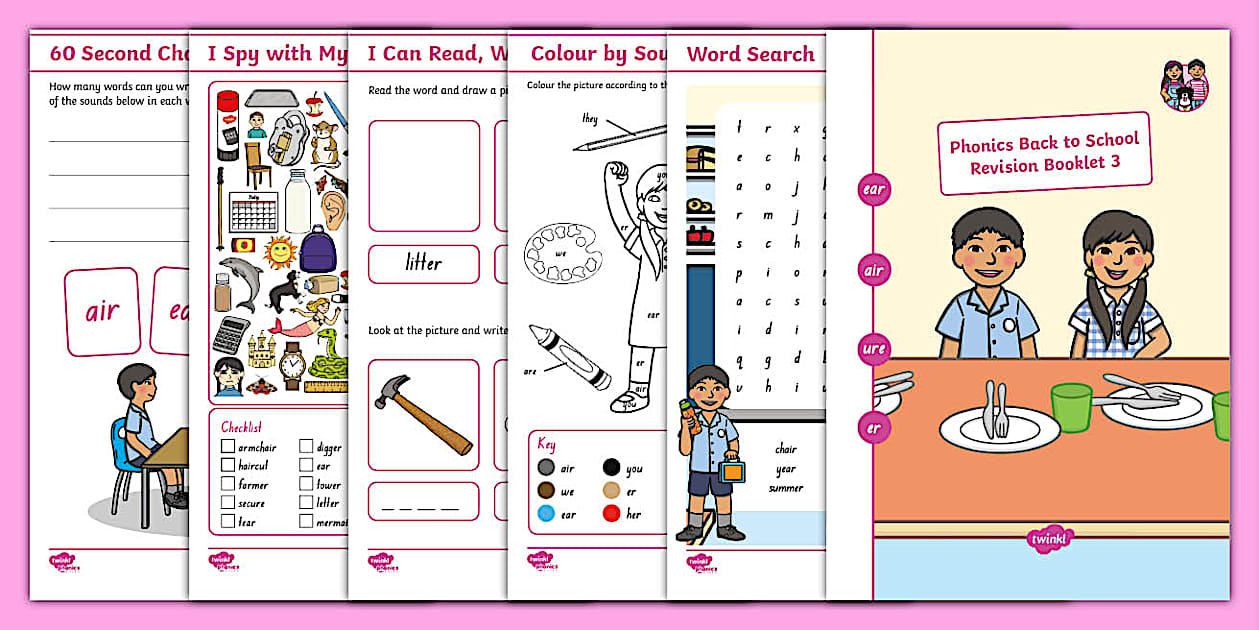 Back to School Phonics Level 3 Revision Booklet 3 - Twinkl