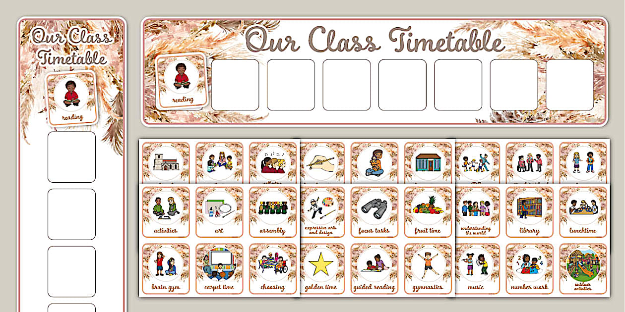 Boho Neutral-Themed Reception Visual Timetable - Twinkl