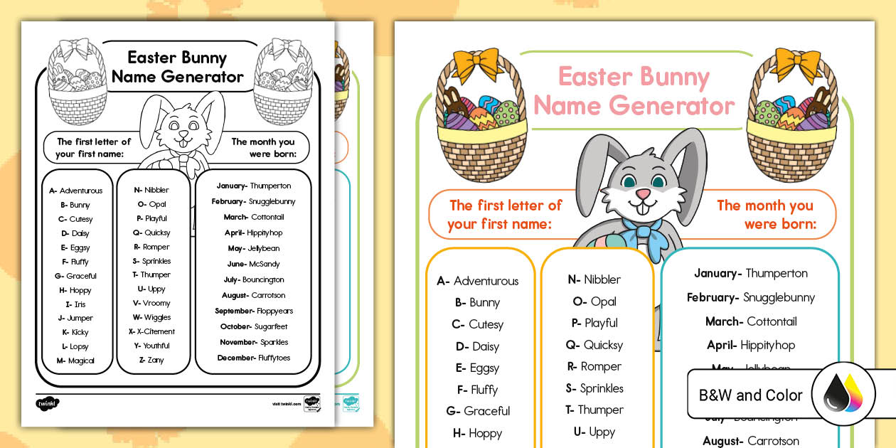Easter Bunny Name Generator (Teacher-Made) - Twinkl