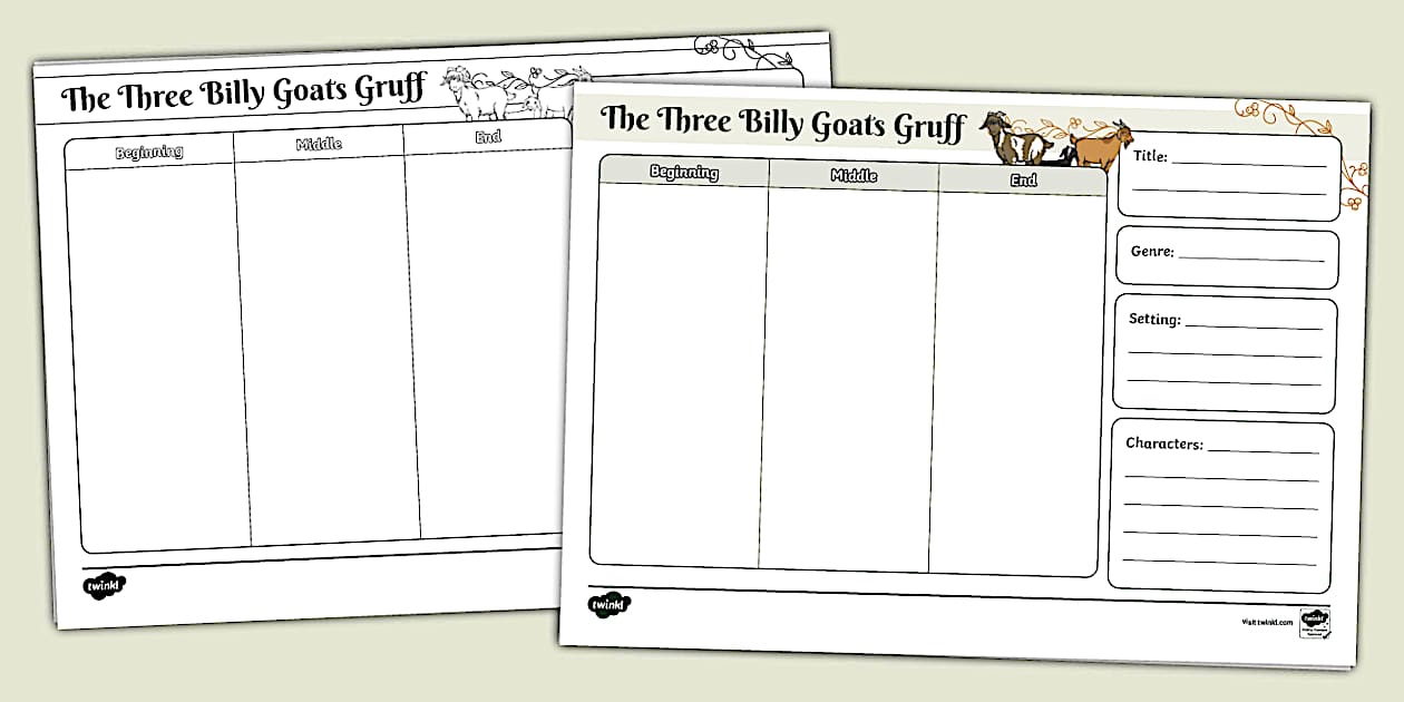 Traditional Tales-Themed The Three Billy Goats Gruff KS1 Story Plan ...