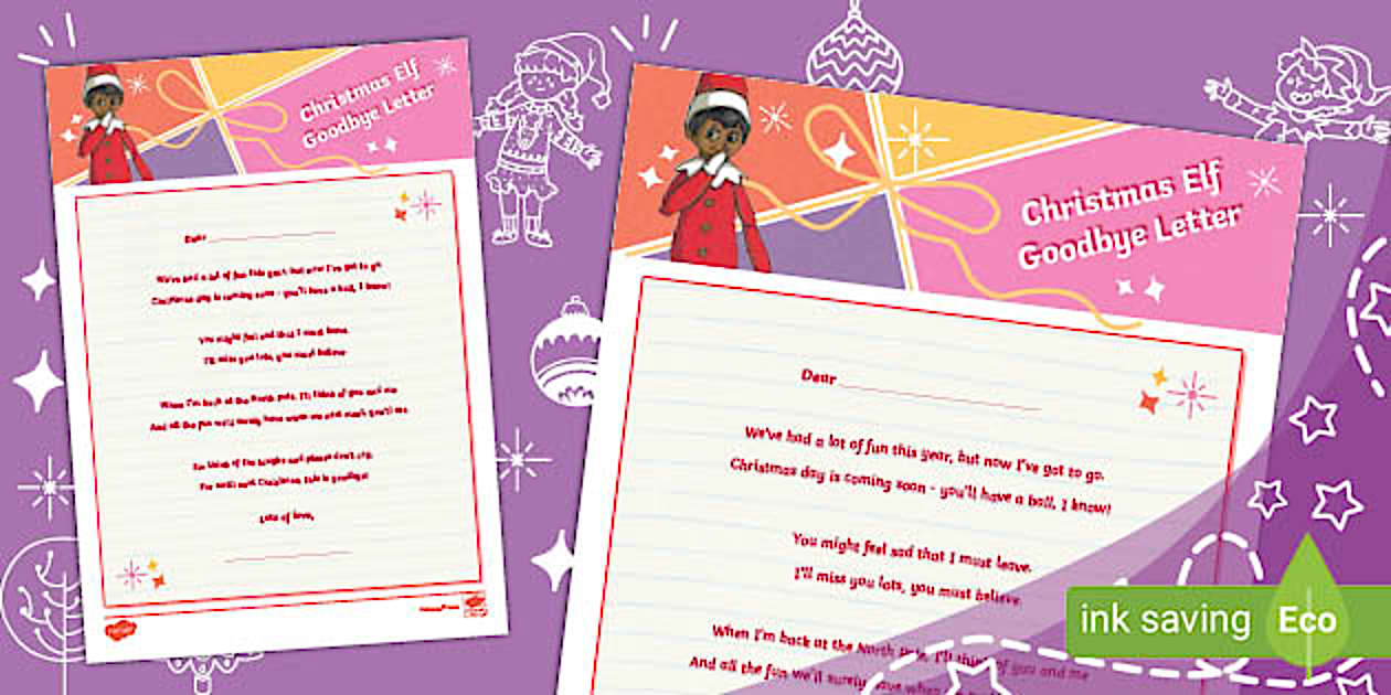 Christmas Elf Goodbye Letter | Parent Home Support - Twinkl