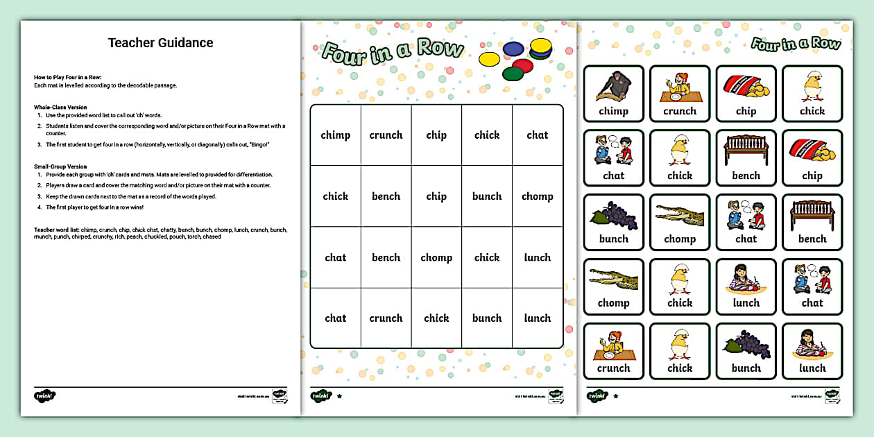 'ch' Digraph Four in A Row (teacher made) - Twinkl