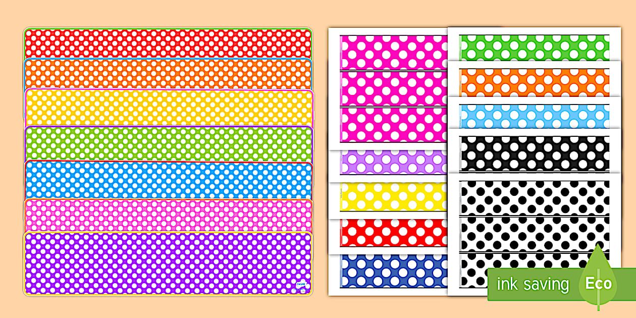 👉 Editable Polka Dot Banners and Borders Display Pack