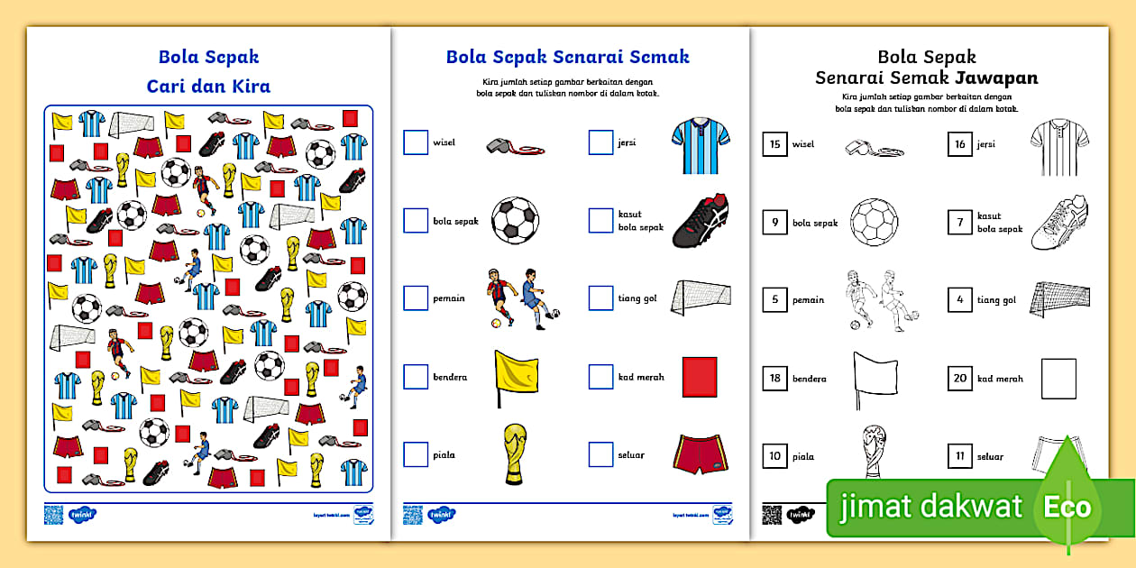 Aktiviti Mencari Tema Bola Sepak Hingga 20 - Twinkl