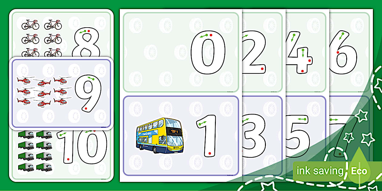 Transport Counting and Number Formation Flashcards 0-10