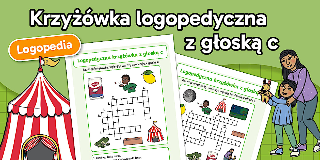 Głoska C | Krzyżówka z wyrazami z głoską C | Logopedia