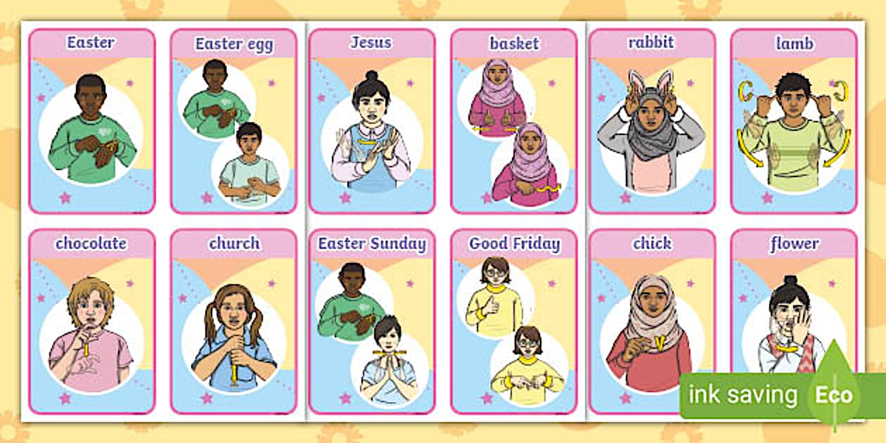 BSL Easter Flashcards (teacher made) - Twinkl