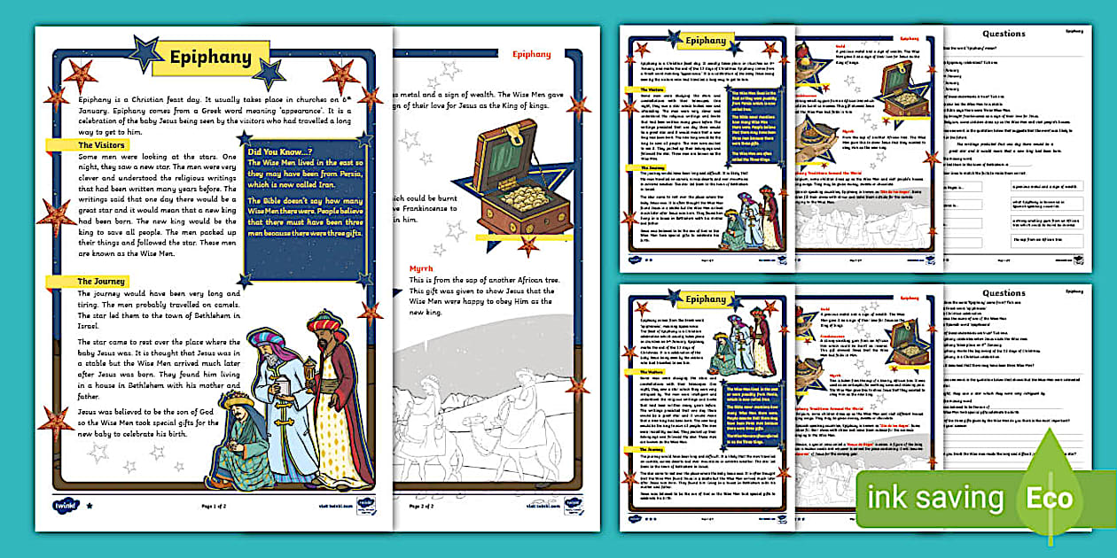 LKS2 Epiphany Differentiated Reading Comprehension Activity