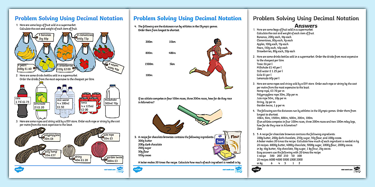 Problem Solving Using 4 Operations Decimals and Scaling Differentiated