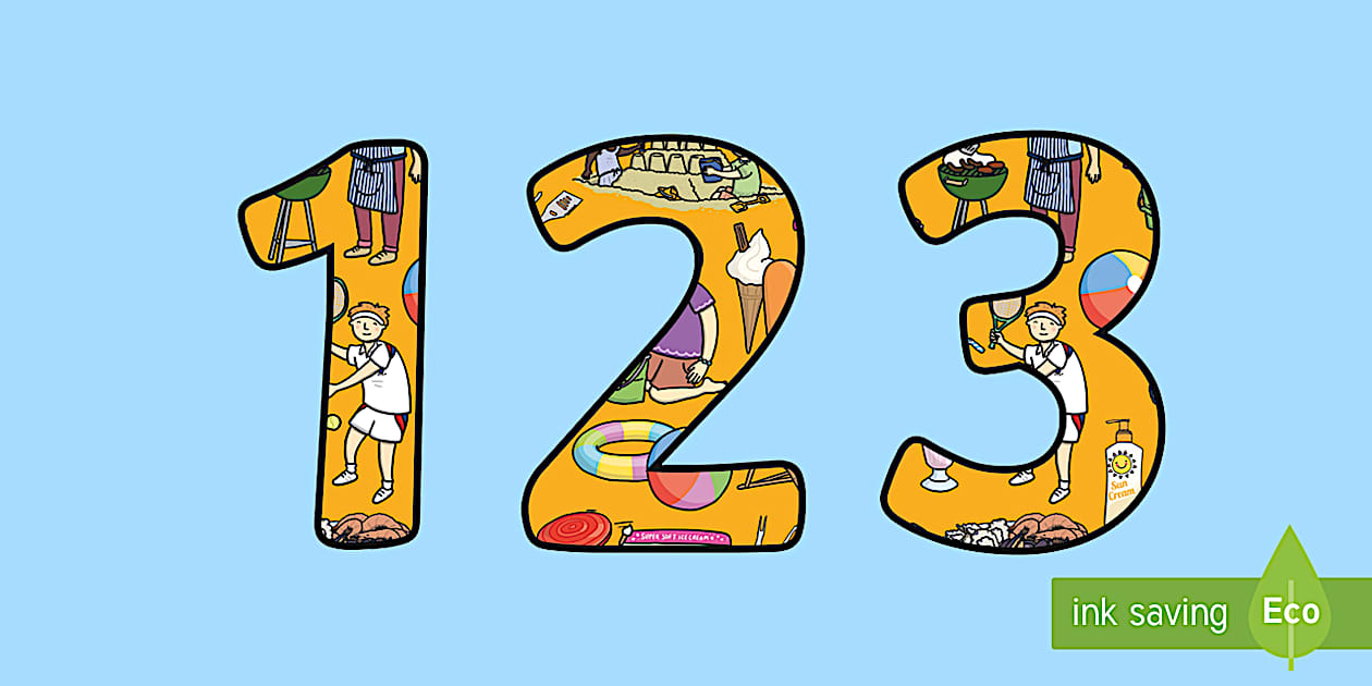 Summer Themed Display Numbers - Teacher made (teacher made)