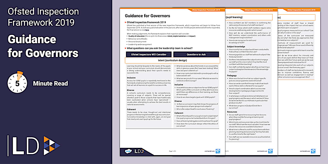 Guidance for Governors: New Ofsted Framework (teacher made)