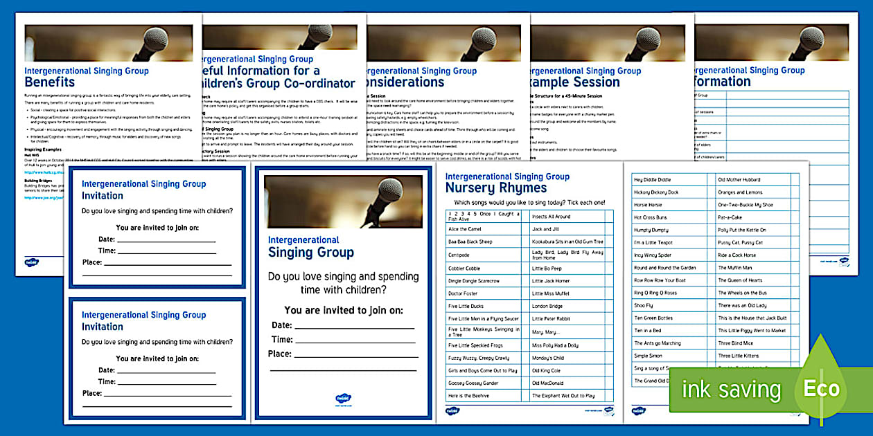 Care Home Singing Intergenerational Resource Pack- Singing, elderly ...