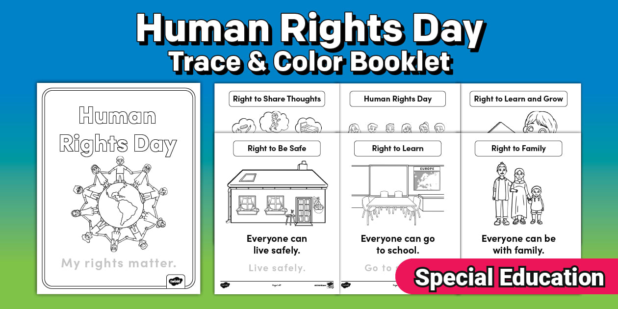 Human Rights Day Read, Trace, and Color Booklet