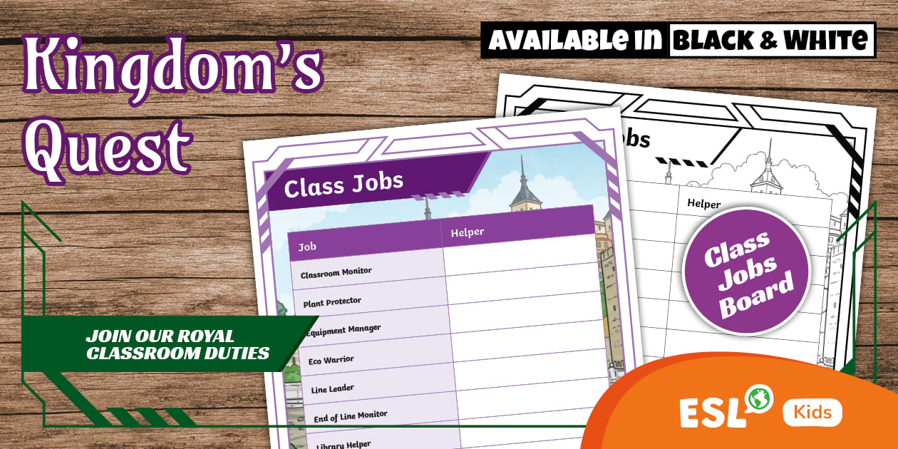 ESL Class Jobs: Kingdoms Quest Sheet