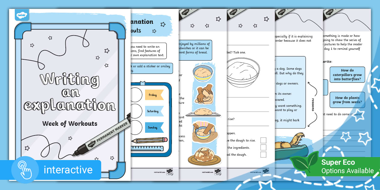 Writing an Explanation Week of Workouts (Ages 5 - 7)