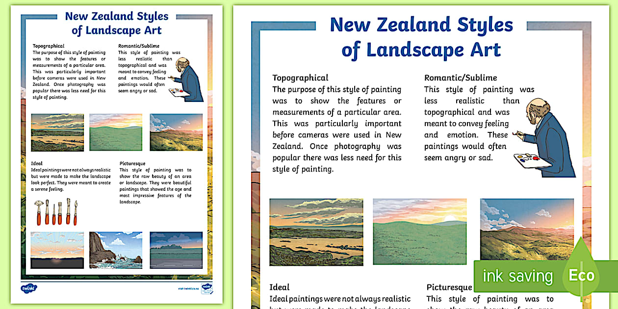 Black and White New Zealand Styles of Landscape Art Fact File