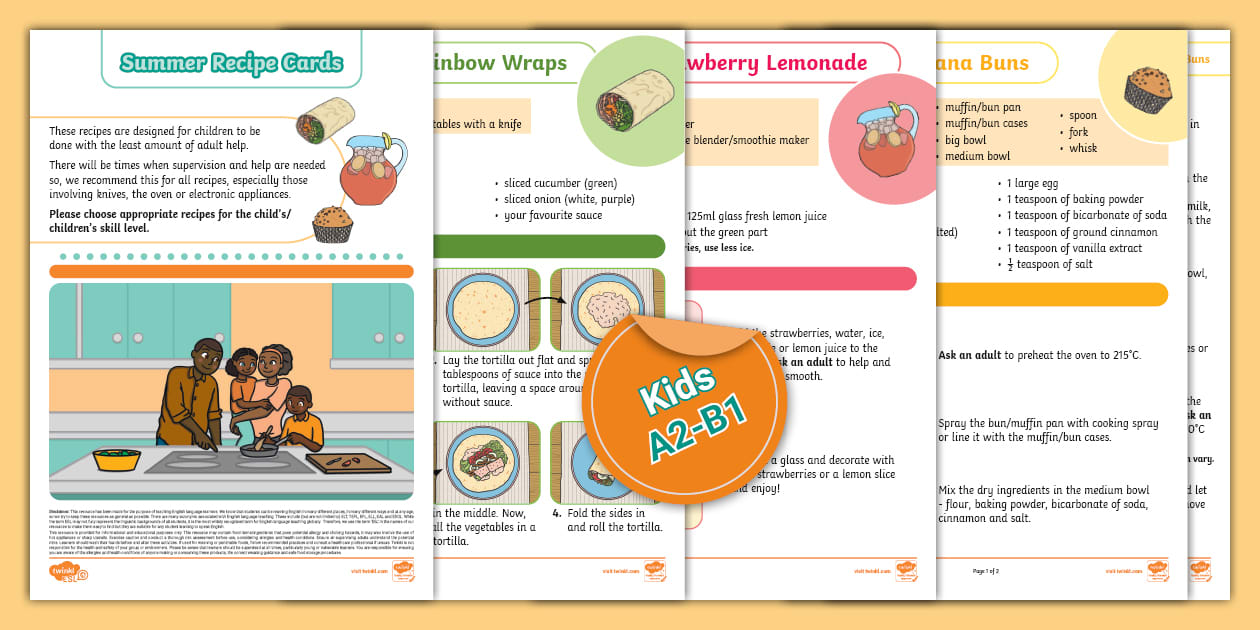ESL Summer Recipe Cards from Twinkl (teacher made) - Twinkl
