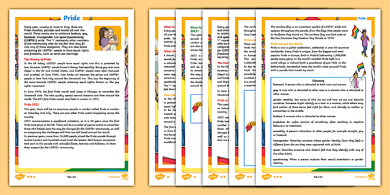 LKS2 Pride Differentiated Reading Comprehension Activity
