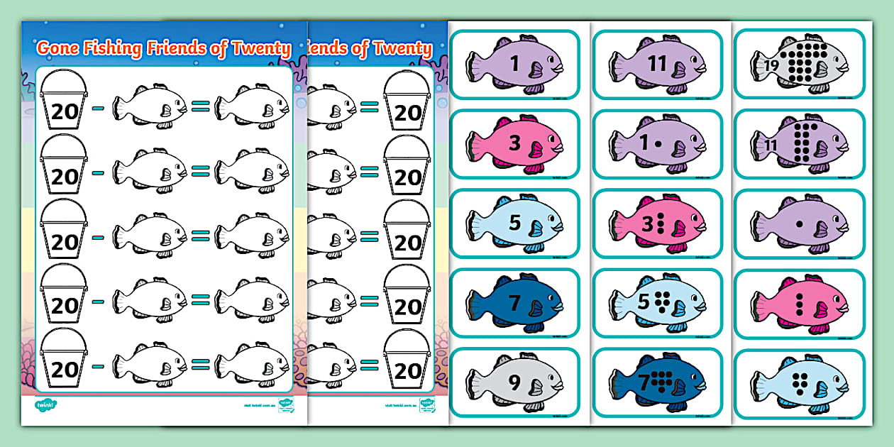 Gone Fishing Friends of Twenty Game (teacher made) - Twinkl