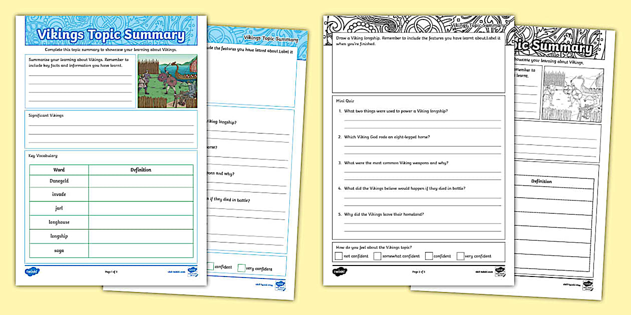 Vikings Topic Summary Template (Teacher-Made) - Twinkl
