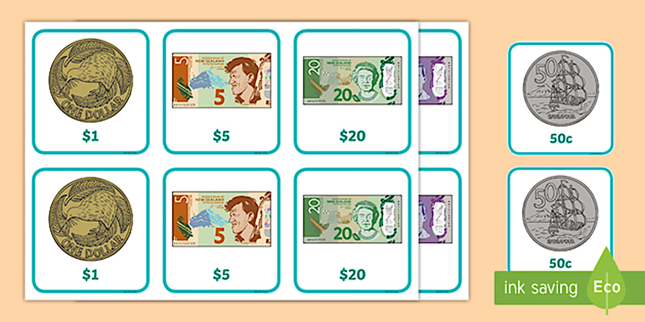 New Zealand Money Matching Cards | New Zealand Play Money