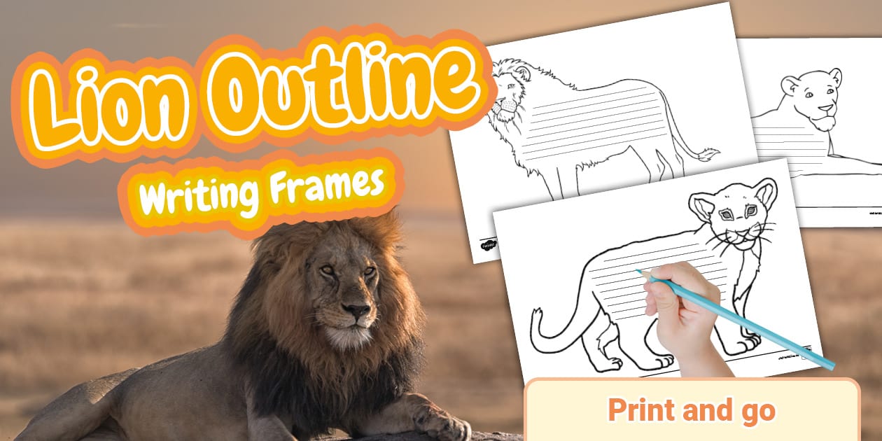 Lion Outline Writing Templates | Lion Activities | Twinkl