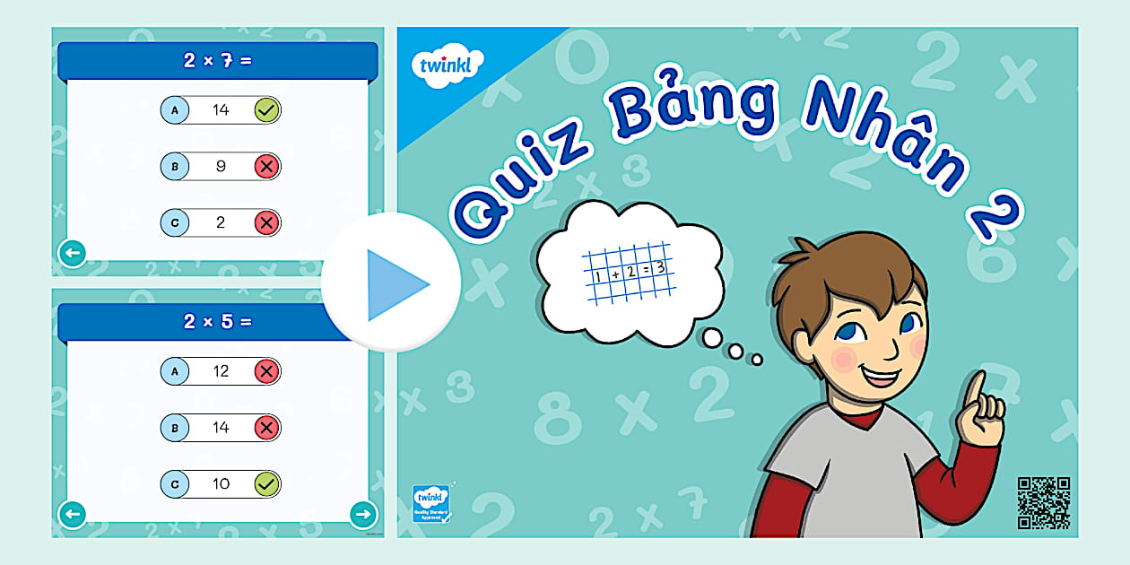 Quiz Bảng Nhân 2 (Hecho por educadores) - Twinkl