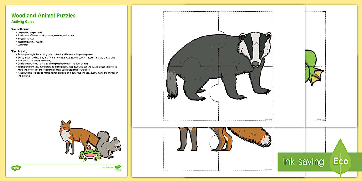 Woodland Animal Puzzle Busy Bag Resource Pack for Parents