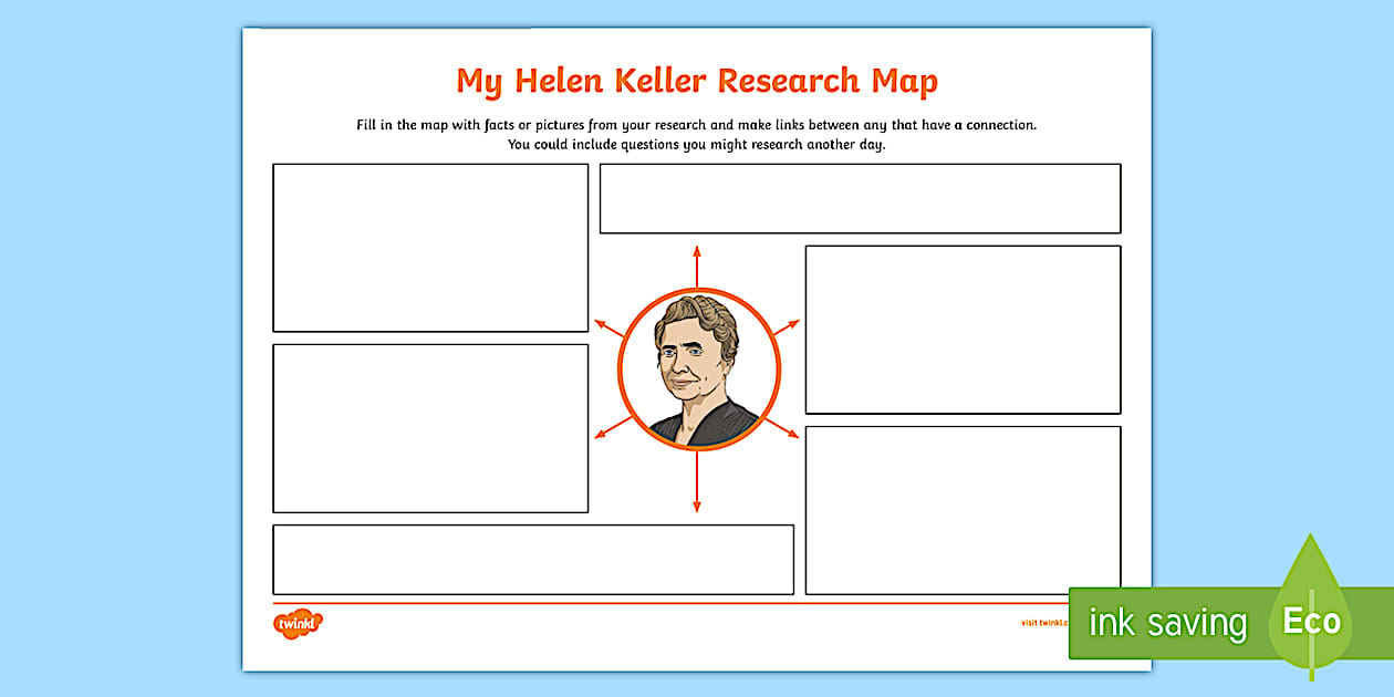 Helen Keller Research Map - Twinkl