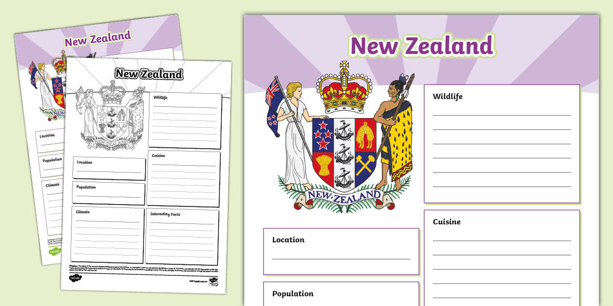 New Zealand Fact File Template - Twinkl Writing