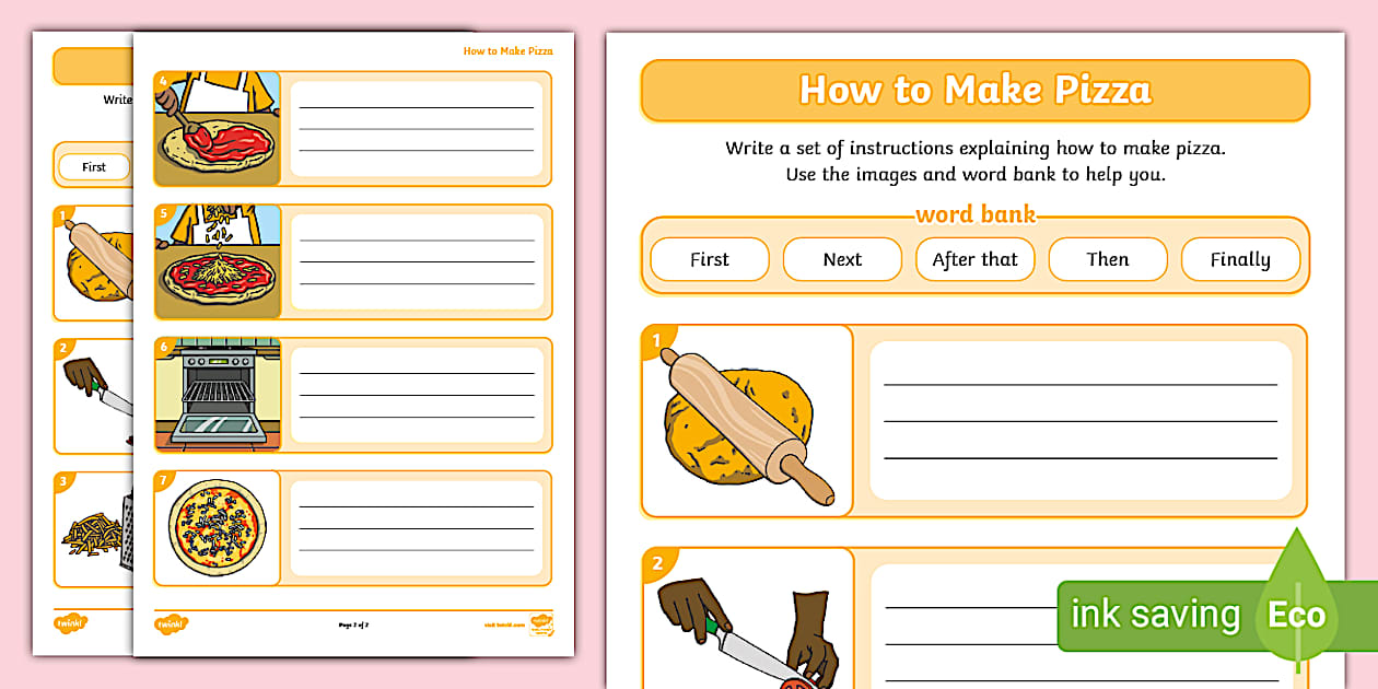 Making Pizza Instruction Writing Template (teacher made)