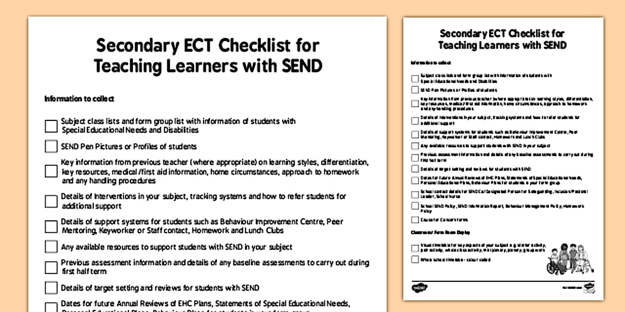 Secondary ECT Checklist SEND - Twinkl