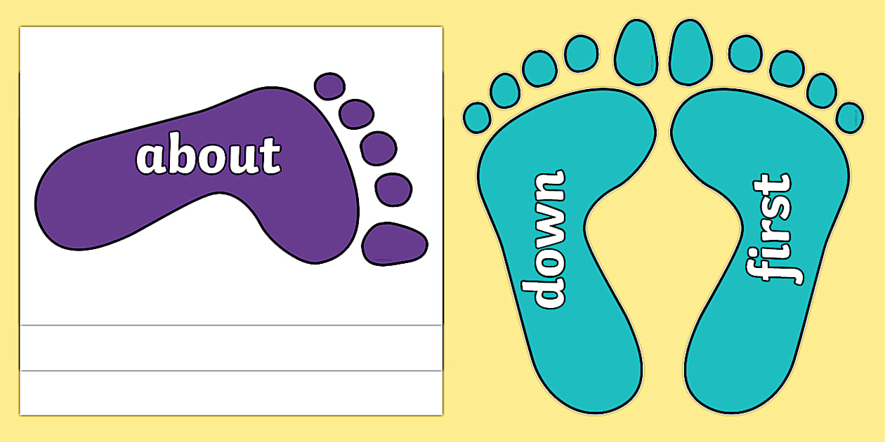 KS1 Keywords on Footprints (Teacher-Made) - Twinkl