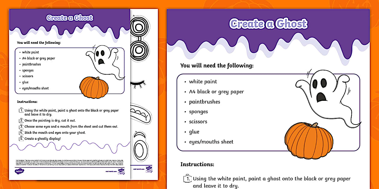 Create a Ghost Craft Activity (teacher made) - Twinkl