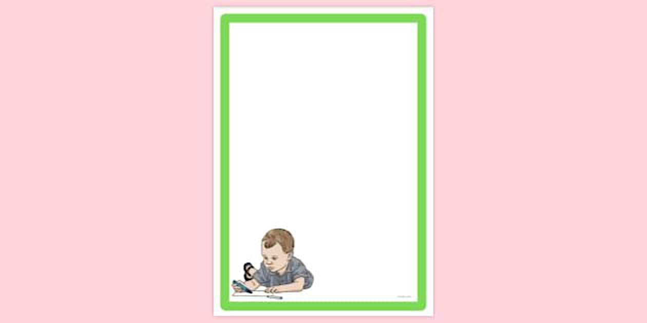 Simple Blank Toddler with Crayons Page Border | Page Borders