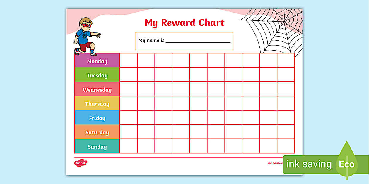 Spider Superhero Reward Chart (teacher made) - Twinkl
