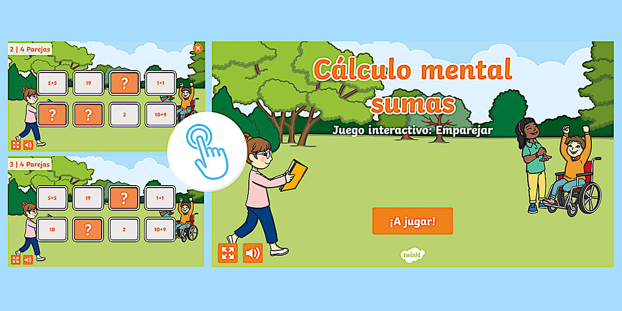 Juego interactivo: Emparejar - Cálculo mental sumas