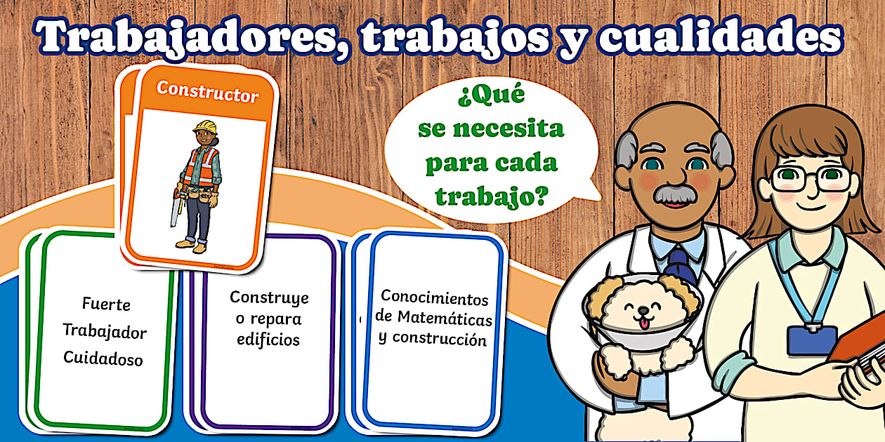 Tarjetas de emparejar: Trabajadores, trabajos y cualidades