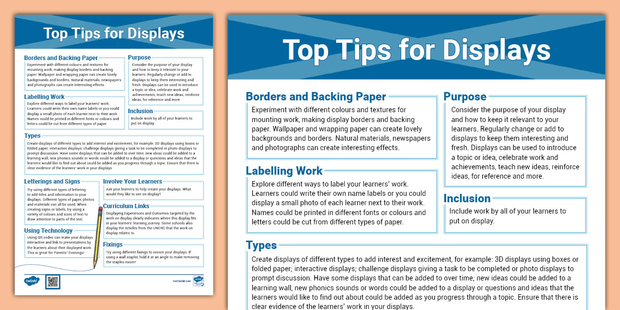 Top Tips for Displays (teacher made) - Twinkl