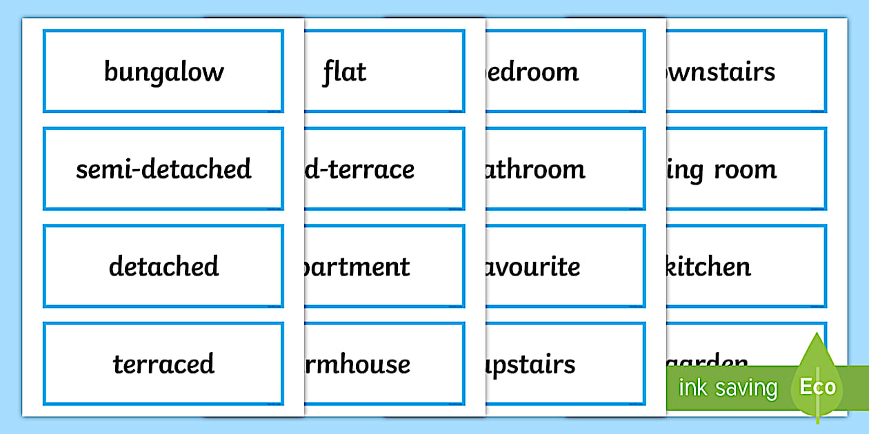 Houses and Homes Word Cards - World Around Us KS2