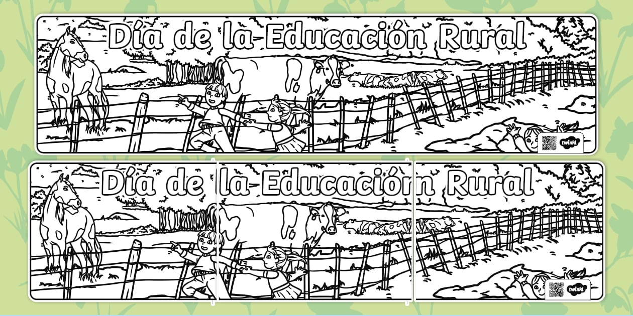 Cartel para Colorear: Día de la Educación Rural - Twinkl