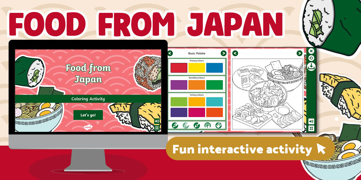 Food from Japan Interactive Coloring - Twinkl Japan