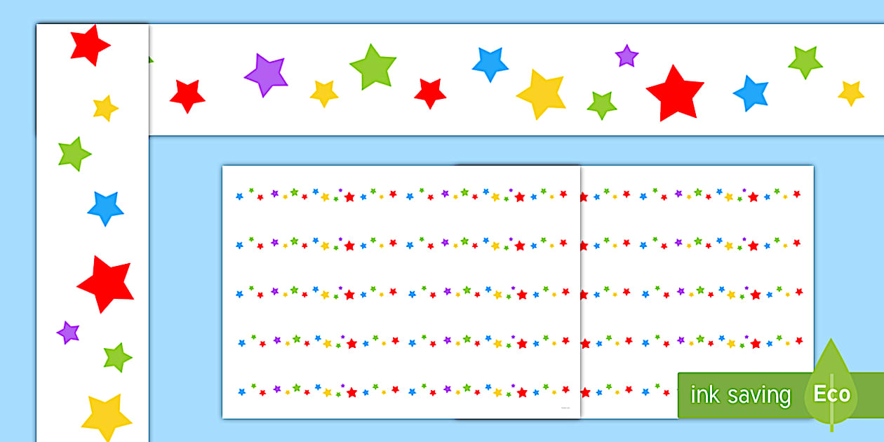 Multicoloured Stars A3 Display Borders - Twinkl