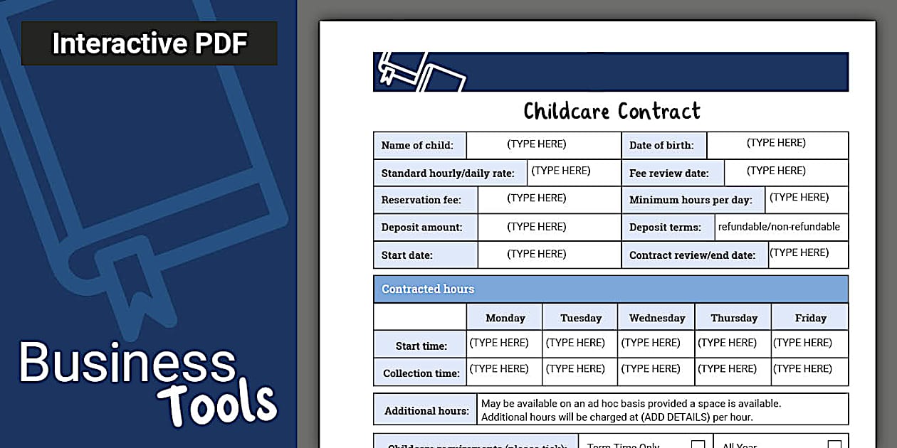 Childcare Contract (Teacher-Made) - Twinkl