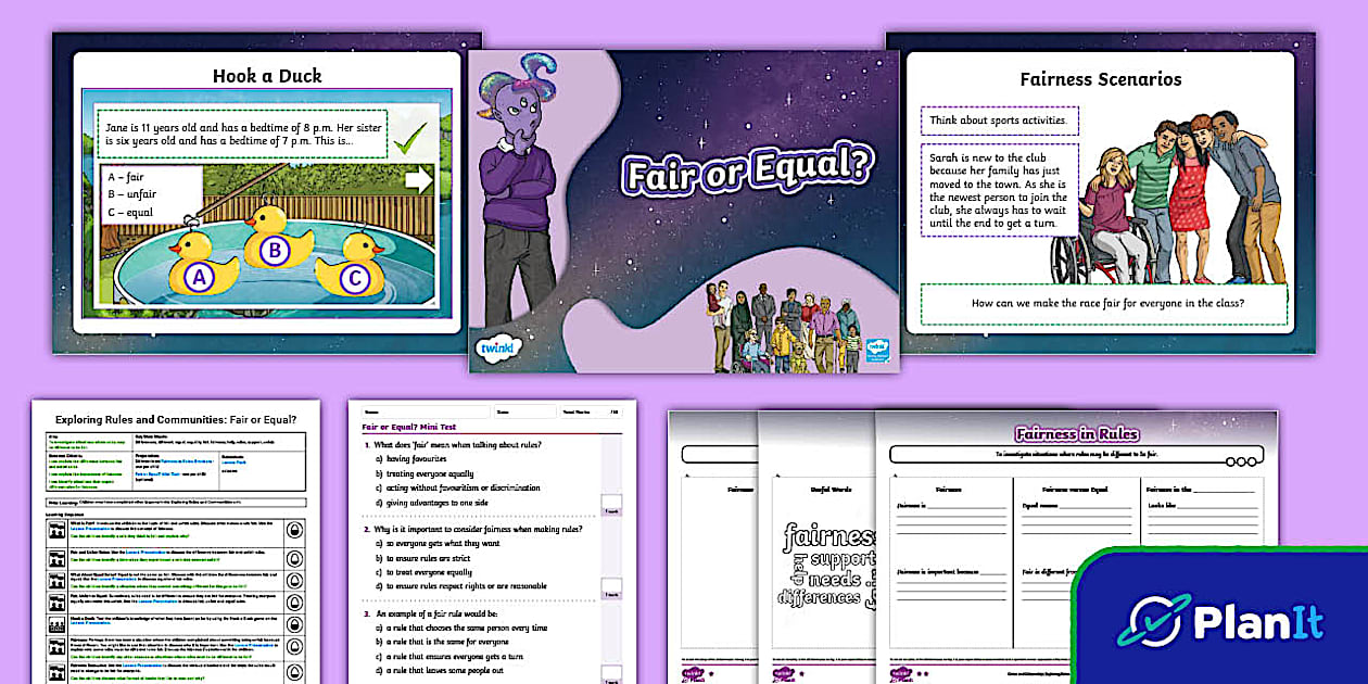 Yr 3 Civics and Citizenship Lesson 3 Fair or Equal? - Twinkl