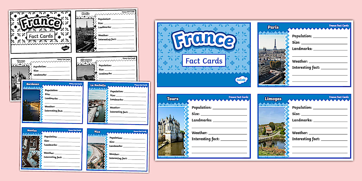 👉 France Fact Cards Template (teacher made) - Twinkl